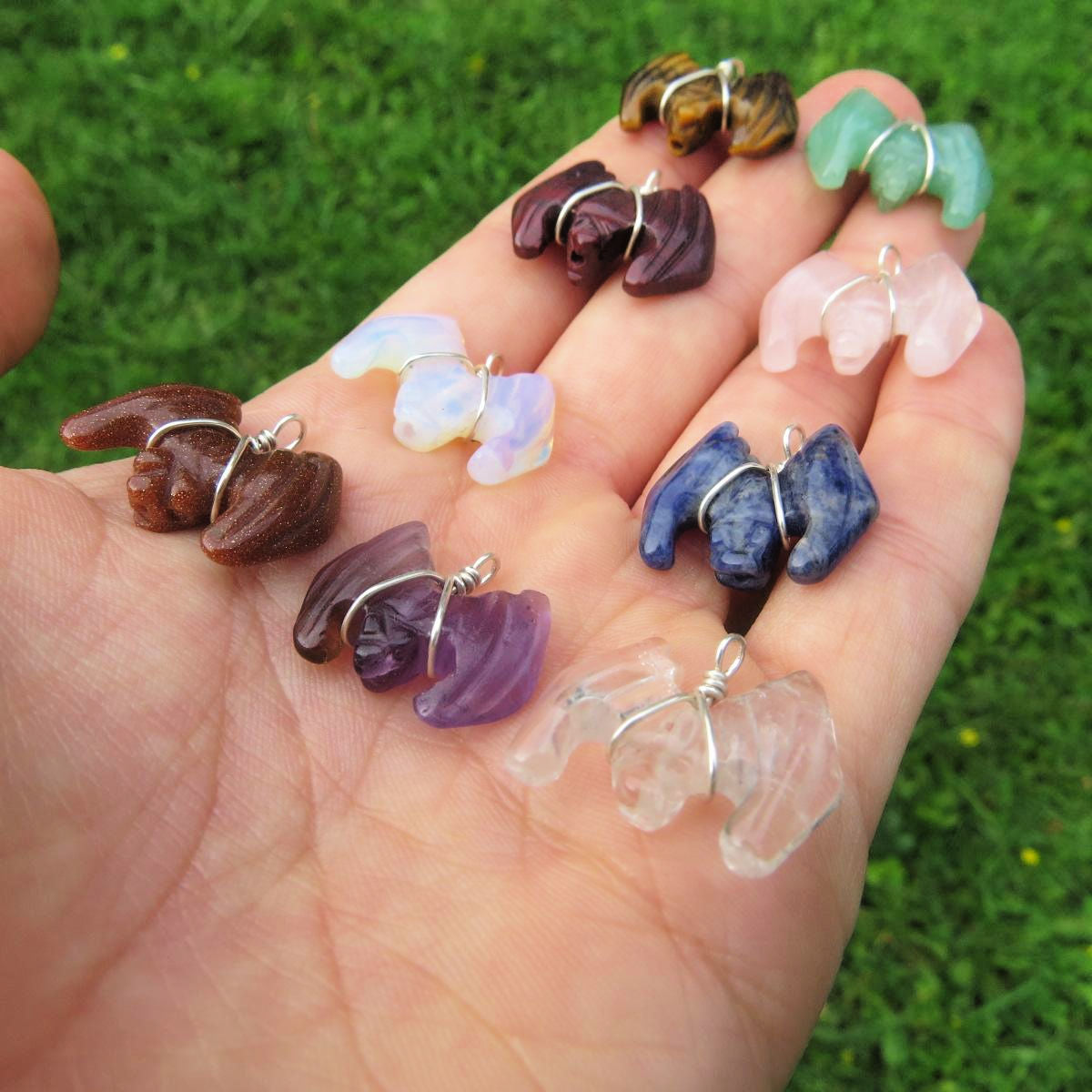 Carved Animal Crystal Bat Necklace | Halloween Stone Bat Jewelry ...