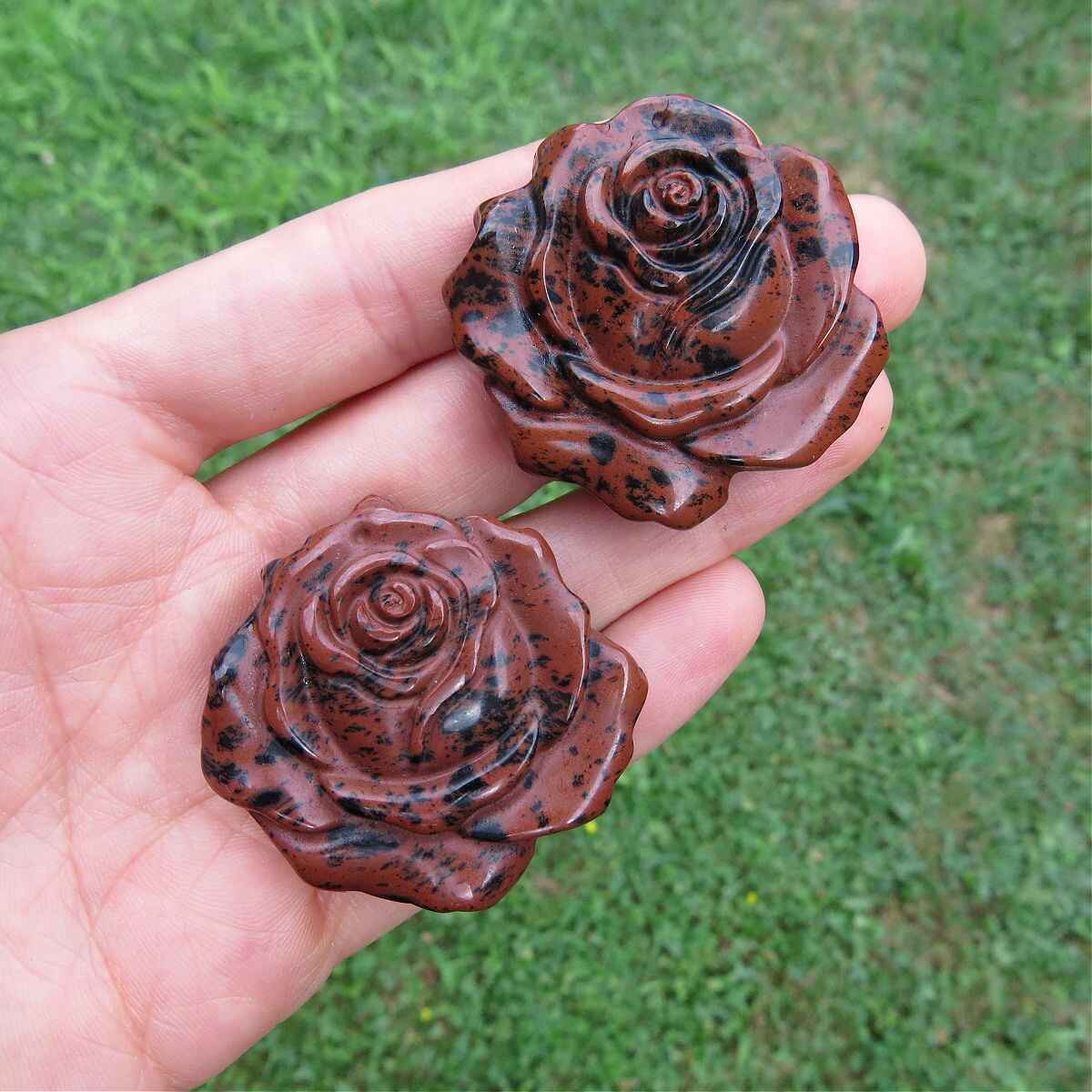 Mahogany Obsidian Crystal Rose Stone Carving 1.5" – Crystalline Dream