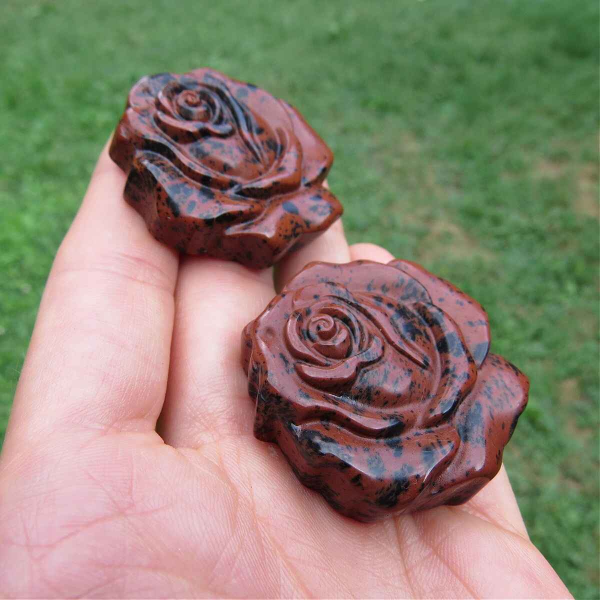 Mahogany Obsidian Crystal Rose Stone Carving 1.5" – Crystalline Dream
