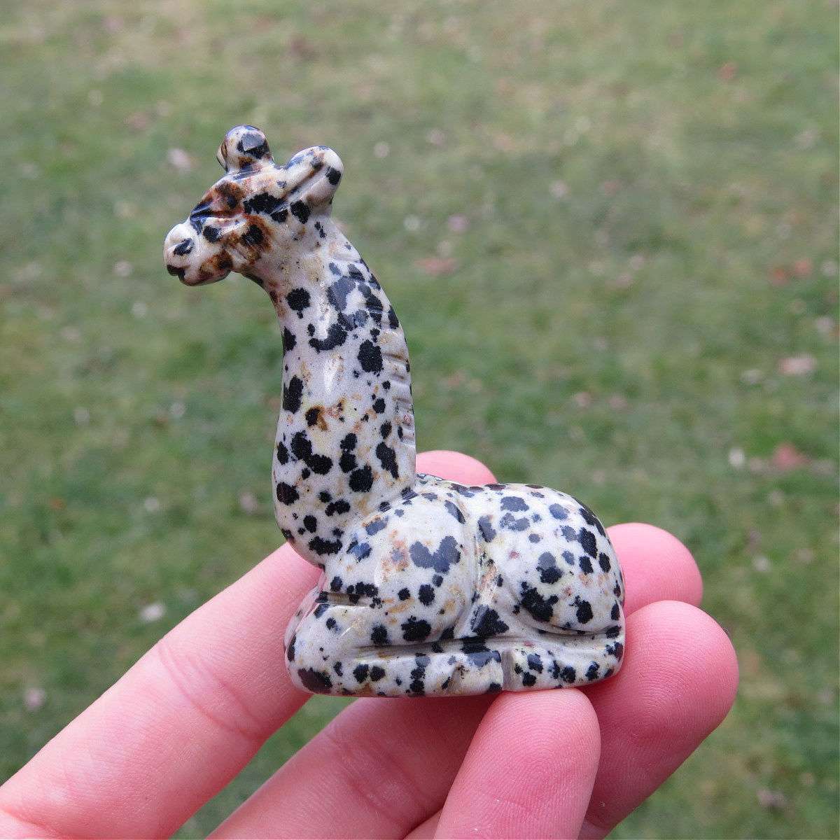 Carved Stone Giraffe Crystal Figurine 2" in Dalmation Jasper ...